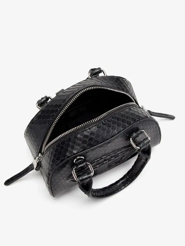 DIESEL® 1dr Dome Python Leather Crossbody Bag - Black