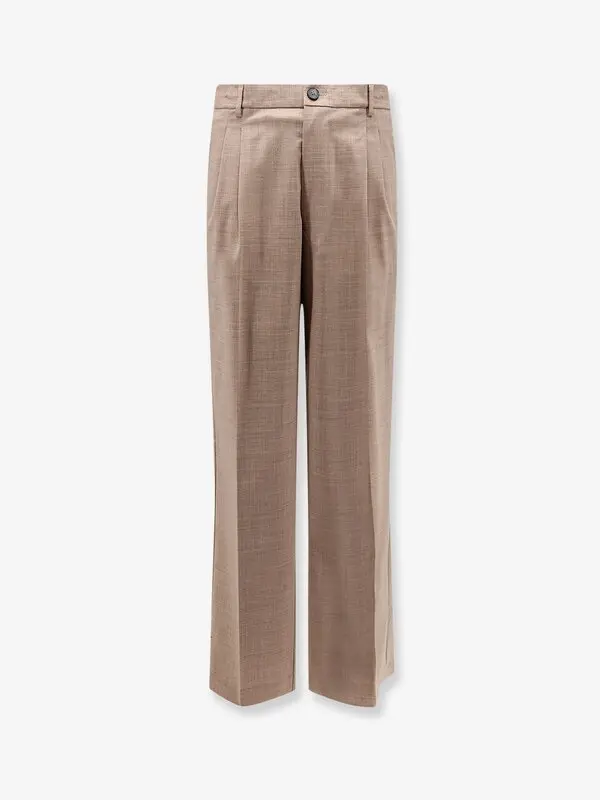AMARANTO Virgin Wool Blend Trousers - Beige