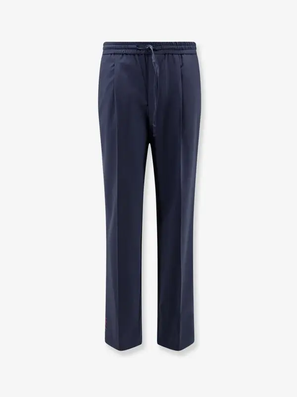 AMARANTO Virgin Wool Blend Trousers - Blue