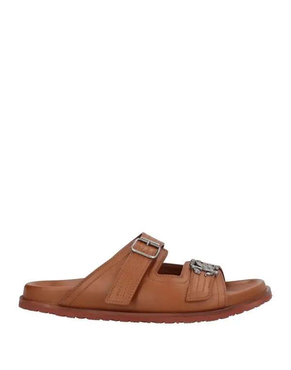 Roberto Cavalli Calfskin Sandals With Logo Embellishment