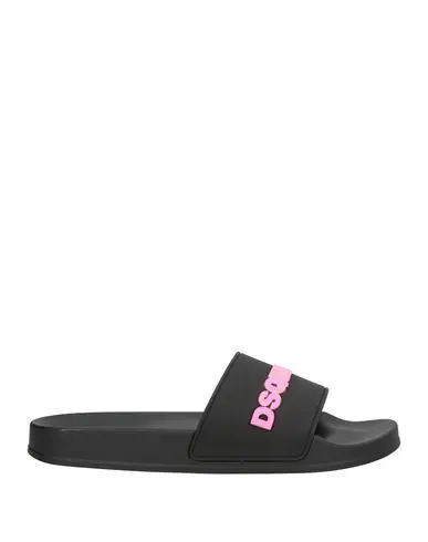 Dsquared2 Rubber Pool Slides With Logo Appliqu - Black