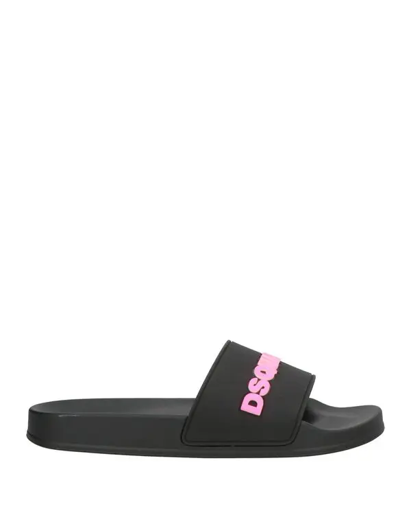 Dsquared2 Rubber Pool Slides With Logo Appliqu - Black