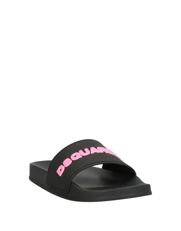 Dsquared2 Rubber Pool Slides With Logo Appliqu - Black