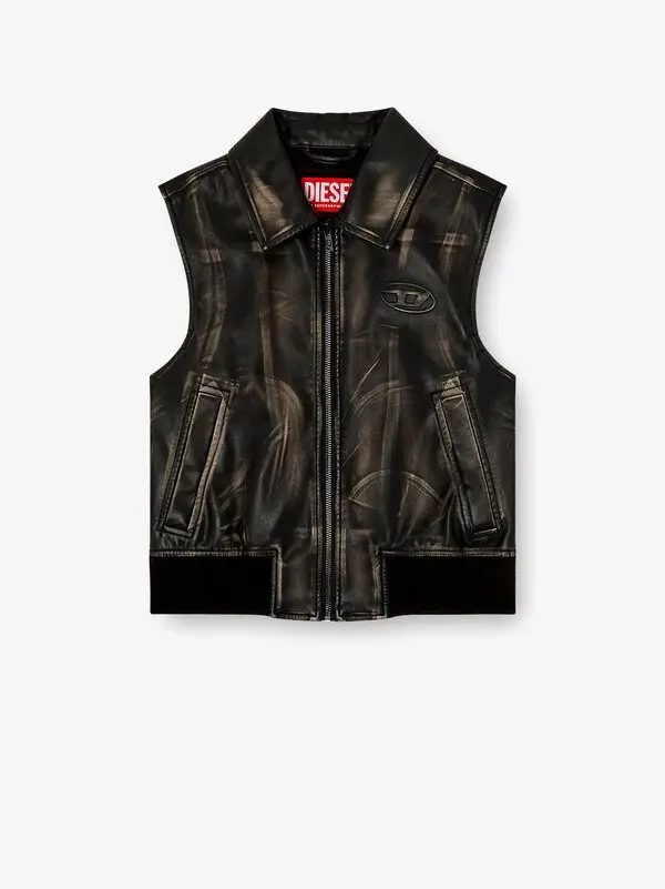 DIESEL® Faux Leather Sleeveless Jacket