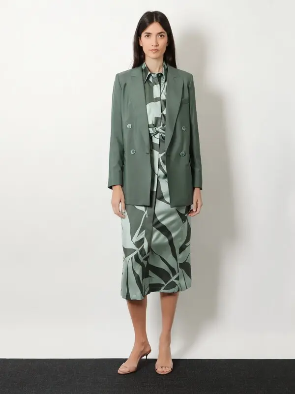 Max Mara Virgin Wool And Silk Double-breasted Blazer - Green