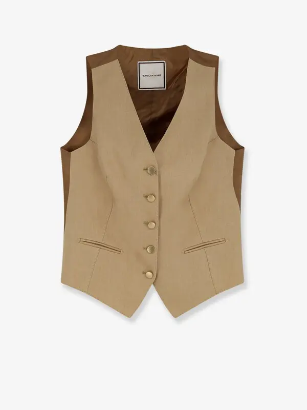 Tagliatore Linen Vest - Beige