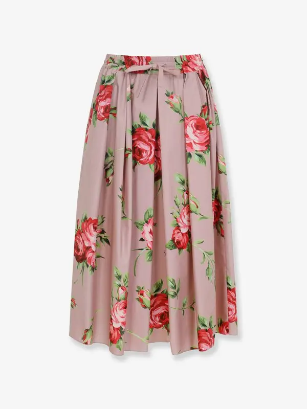 Dolce & Gabbana Cotton Skirt With Rose Print - Pink