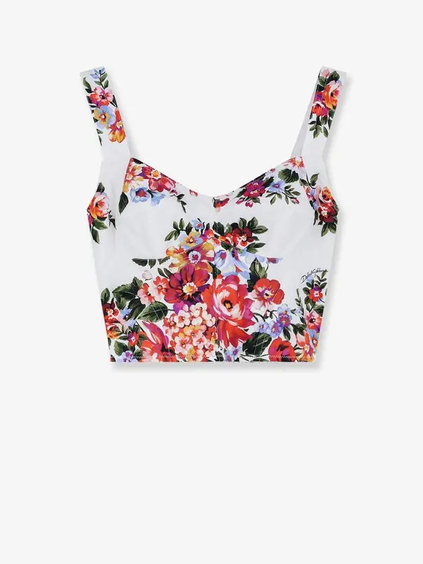 Dolce & Gabbana Cotton-blend Bustier Top - White