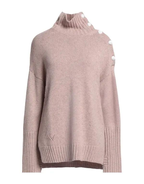 Zadig&Voltaire Cashmere Turtleneck Sweater With Button Detail - Pink