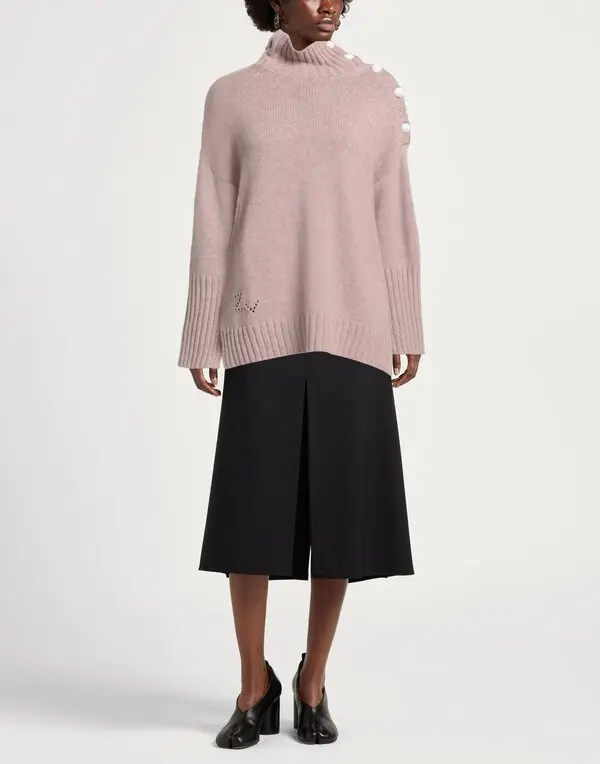Zadig&Voltaire Cashmere Turtleneck Sweater With Button Detail - Pink