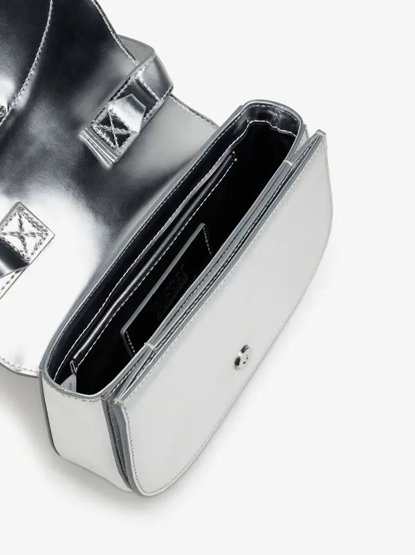 DIESEL® 1dr Mirror Leather Shoulder Bag - Silver
