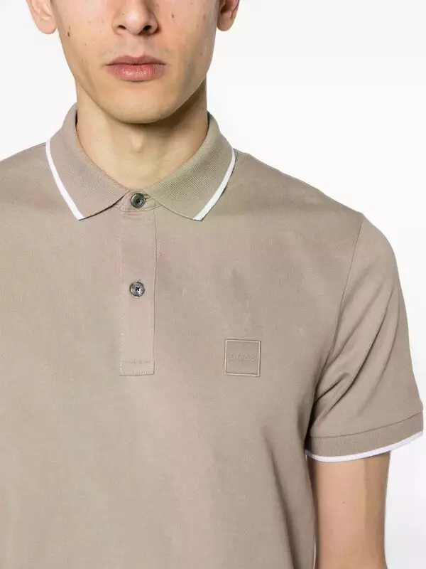 BOSS Logo-patch Piqué Polo Shirt