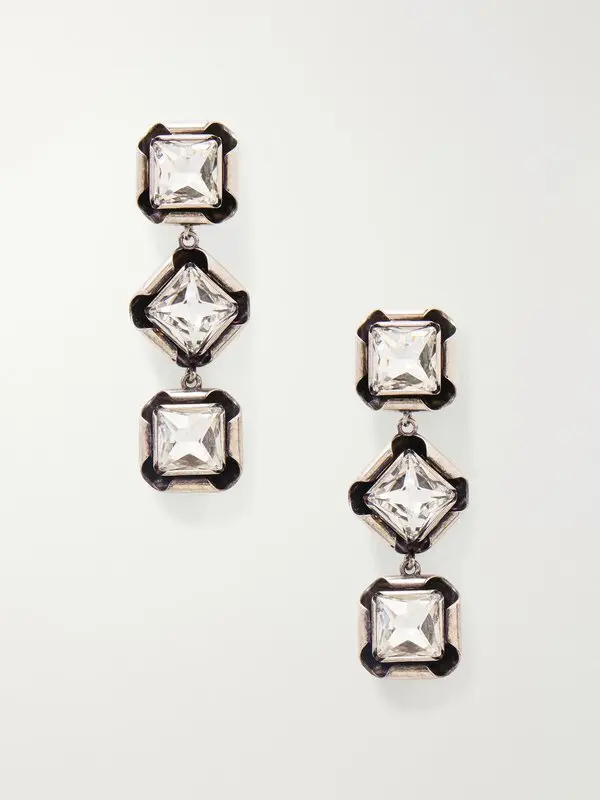 Givenchy Deconstructed Crystals Earrings - Silver