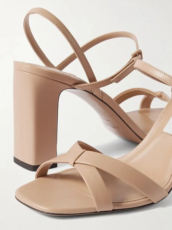 JIMMY CHOO Elsy 85 Leather Sandals - Neutrals