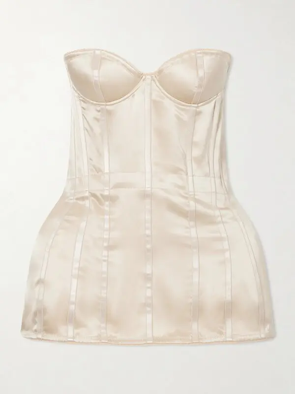 Magda Butrym Silk-satin Corset Top - Neutrals