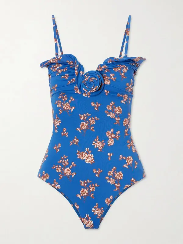 Magda Butrym Floral-print One-piece Swimsuit - Blue