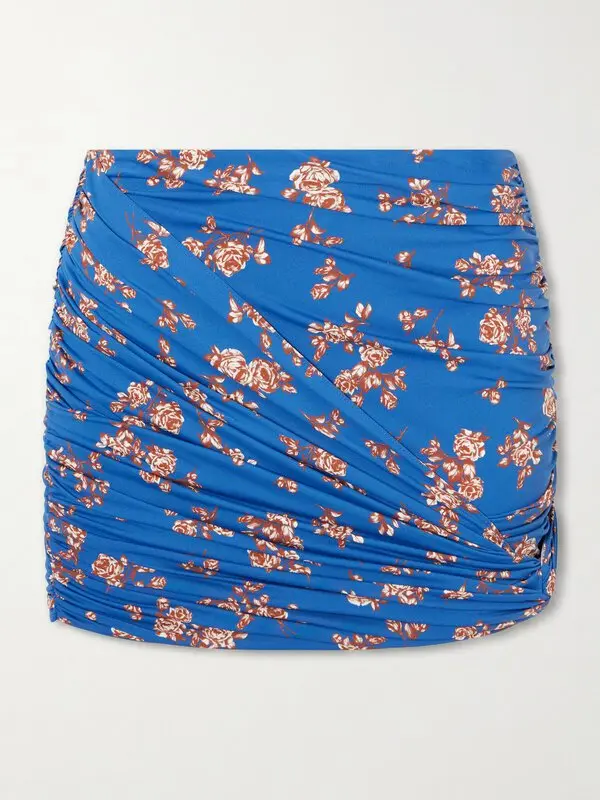Magda Butrym Ruched Printed Stretch-jersey Mini Skirt