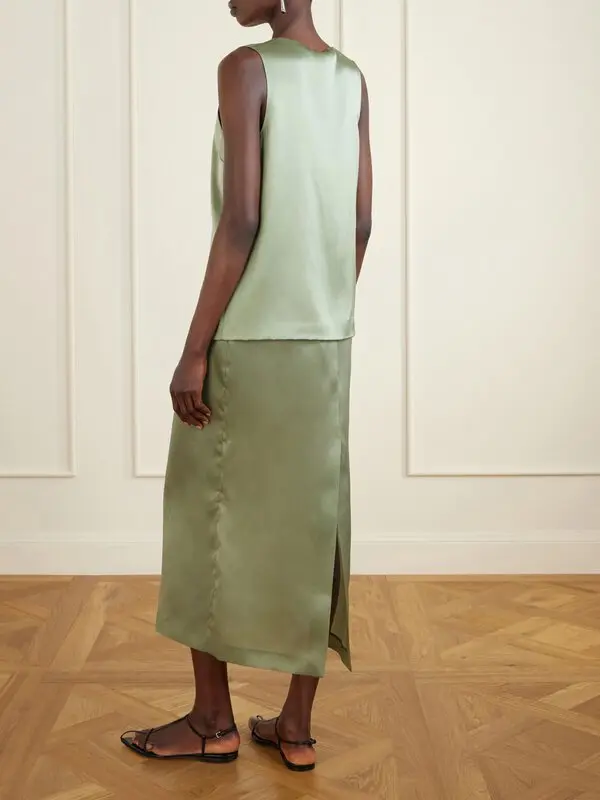 HEIRLOME Elaine Silk-satin Tank Top - Green