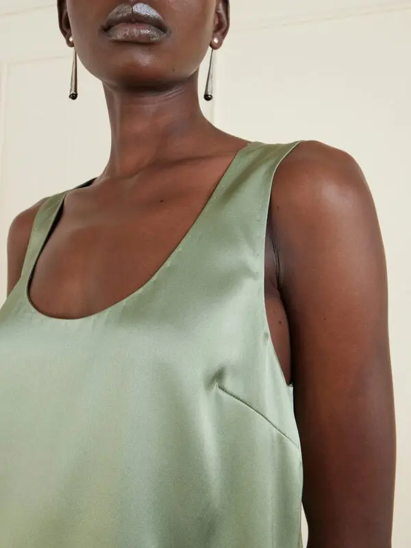 HEIRLOME Elaine Silk-satin Tank Top - Green
