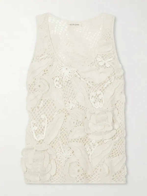 HEIRLOME Embroidered Cashmere And Silk-blend Tank Top