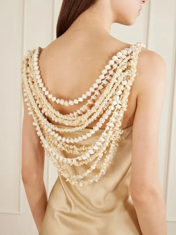 Balmain Embellished Draped Silk-satin Mini Dress - Neutrals
