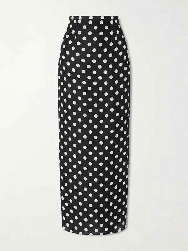 Khaite Winton Polka-dot Midi Skirt