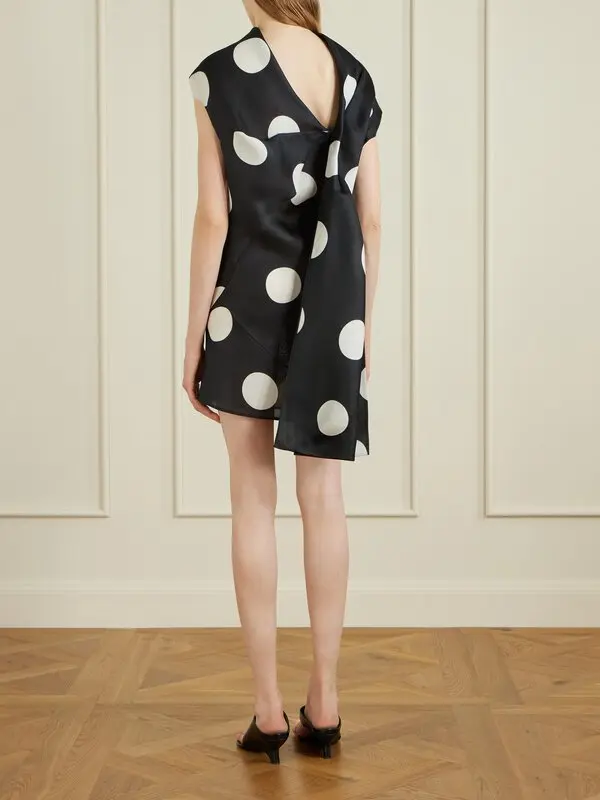 Khaite Tatia Draped Polka-dot Mini Dress - Black