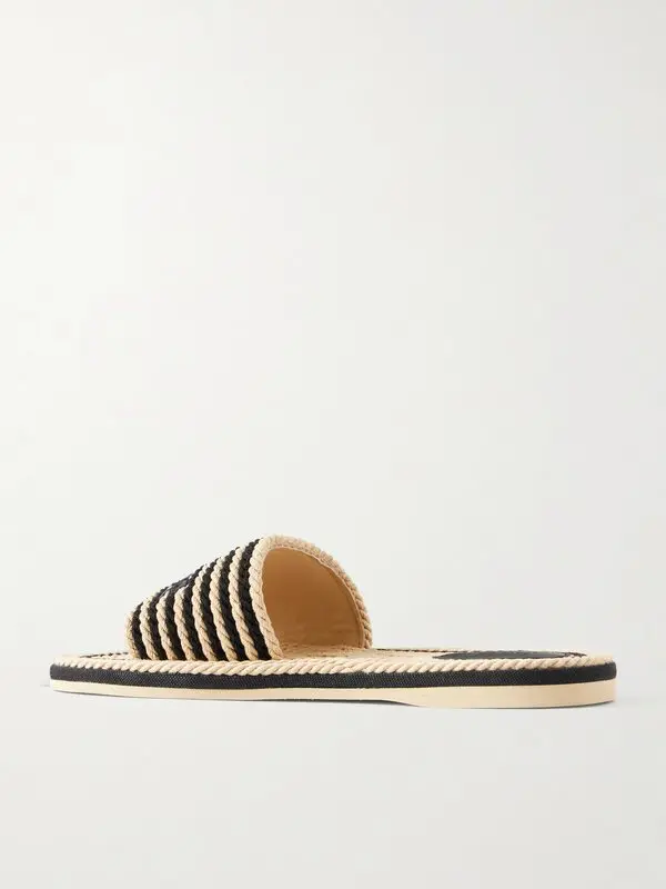 Chloé Embroidered Striped Cord Slides