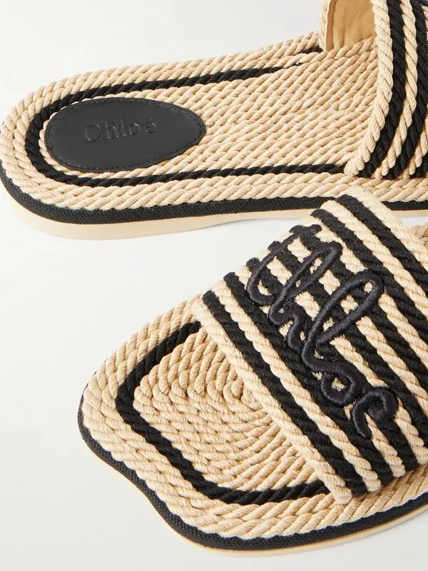 Chloé Embroidered Striped Cord Slides