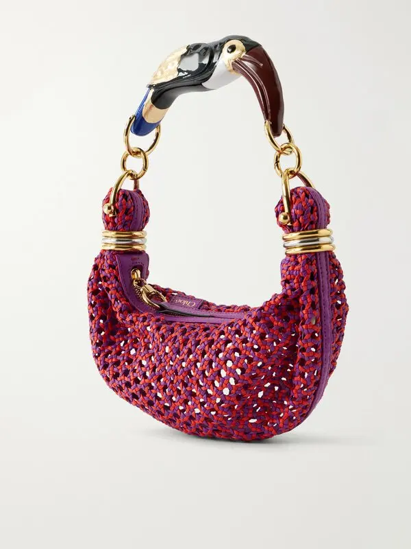 Chloé Toucan Handle Woven Shoulder Bag - Pink