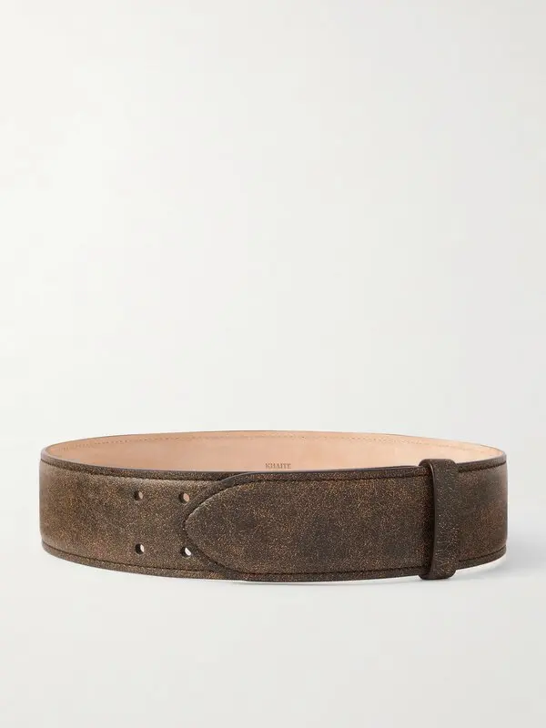 Khaite Theo Textured-leather Belt - Brown