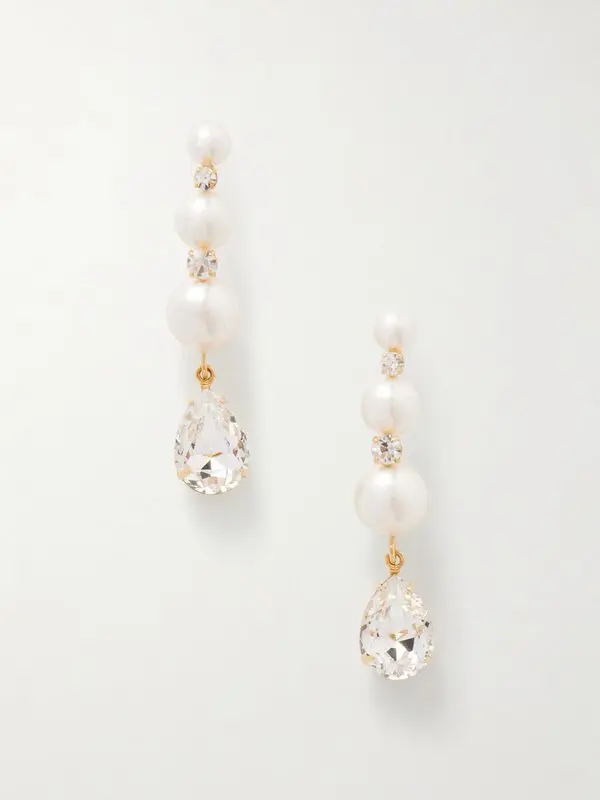 JENNIFER BEHR Gold-plated Crystal And Pearl Drop Earrings - Multi