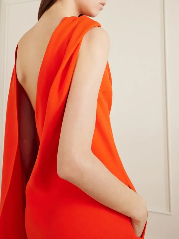 Balenciaga Cape-effect Draped Wool And Silk-blend Crepe Midi Dress - Red
