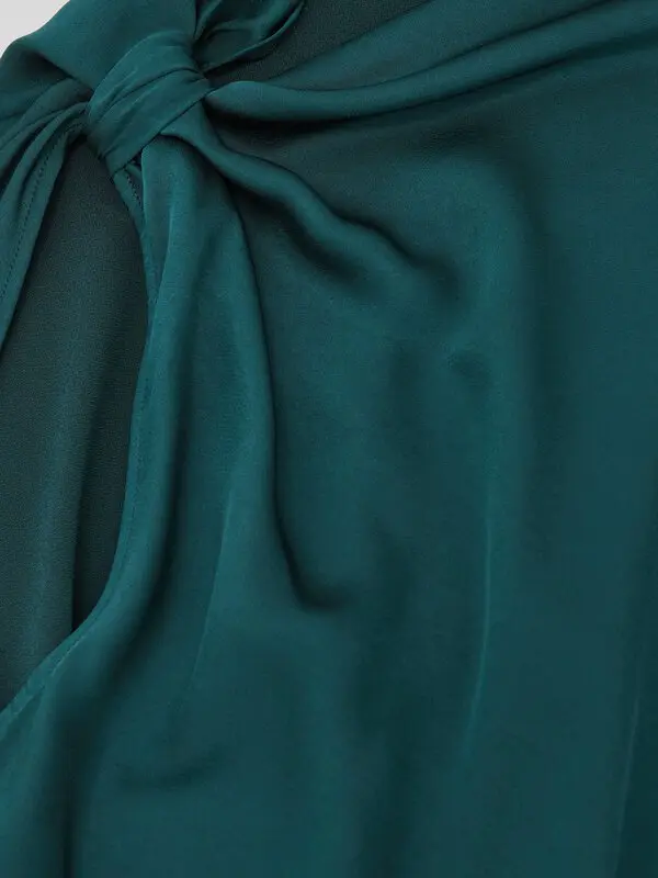 REISS Kenzie Satin Asymmetric Draped Midi Dress - Teal Green