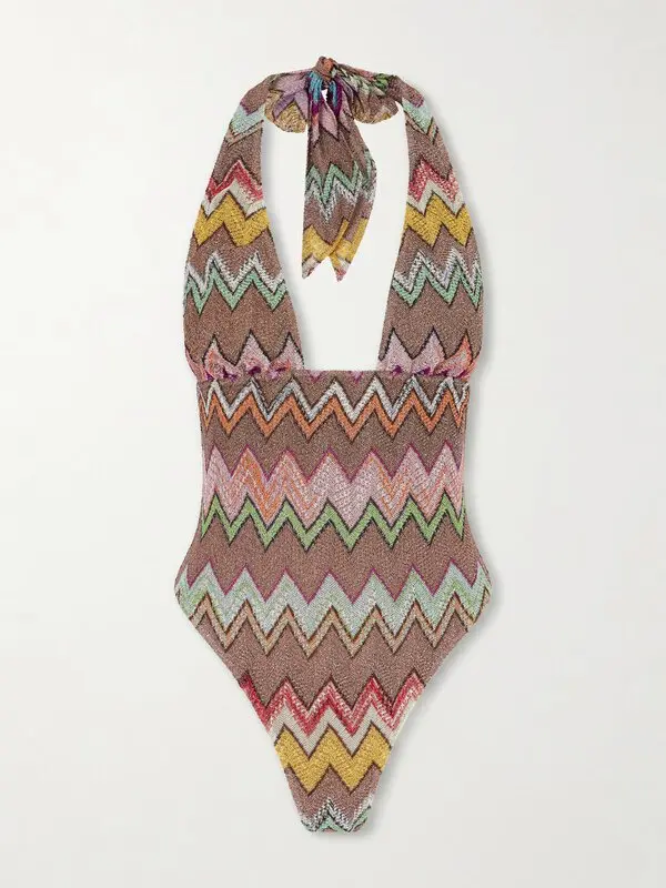 Missoni Striped Metallic Crochet-knit One-piece Swimsuit - Multi
