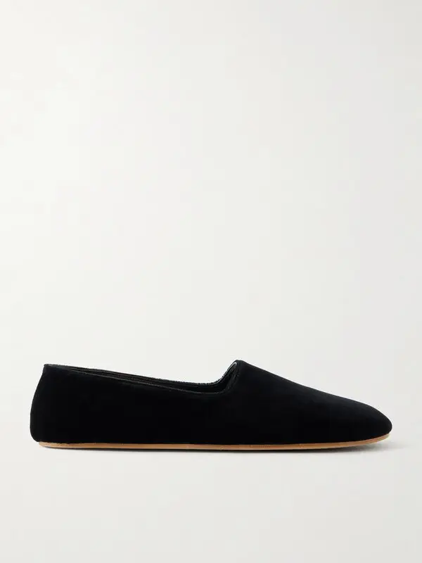 THE ROW Ponti Velvet Slippers - Black