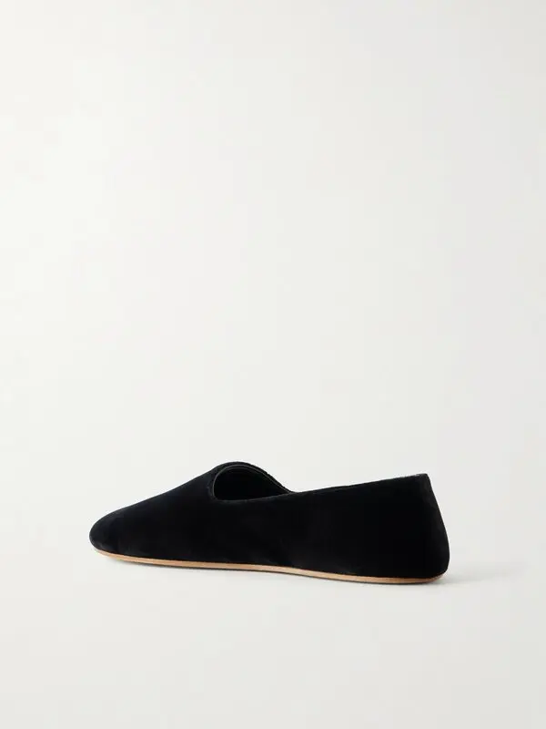 THE ROW Ponti Velvet Slippers - Black
