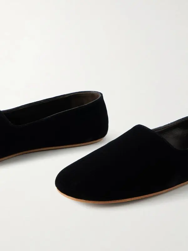 THE ROW Ponti Velvet Slippers - Black