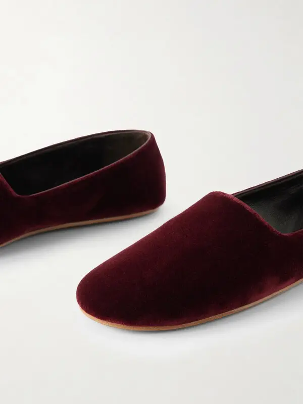 THE ROW Ponti Velvet Slipper - Burgundy
