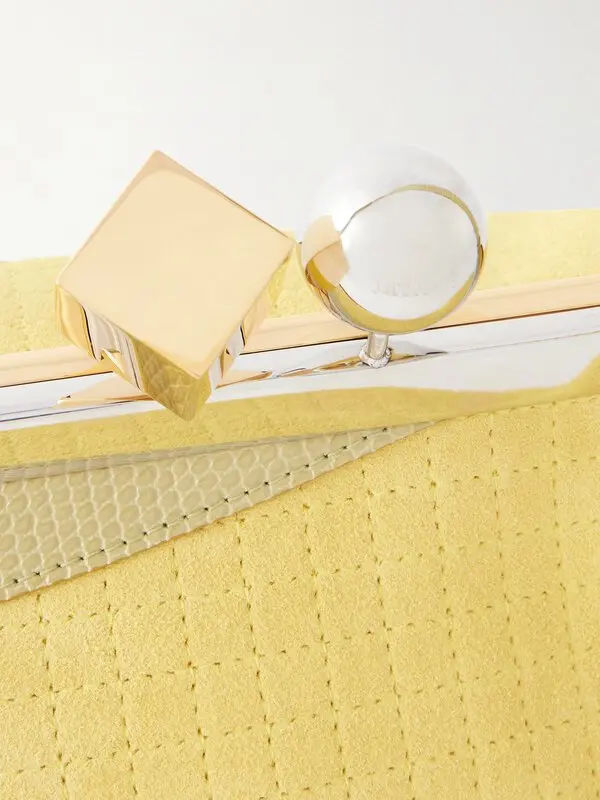 Jacquemus Salon Mais Suede And Patent-leather Clutch