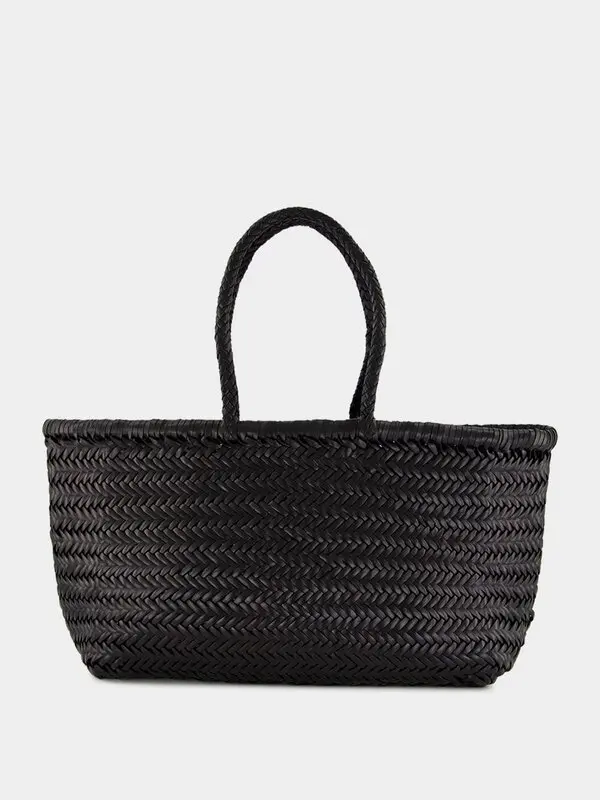 Dragon Diffusion Triple Jump Big Woven Leather Tote - Black