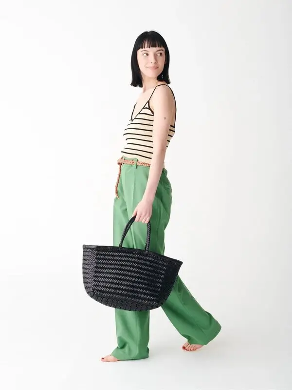 Dragon Diffusion Triple Jump Big Woven Leather Tote - Black