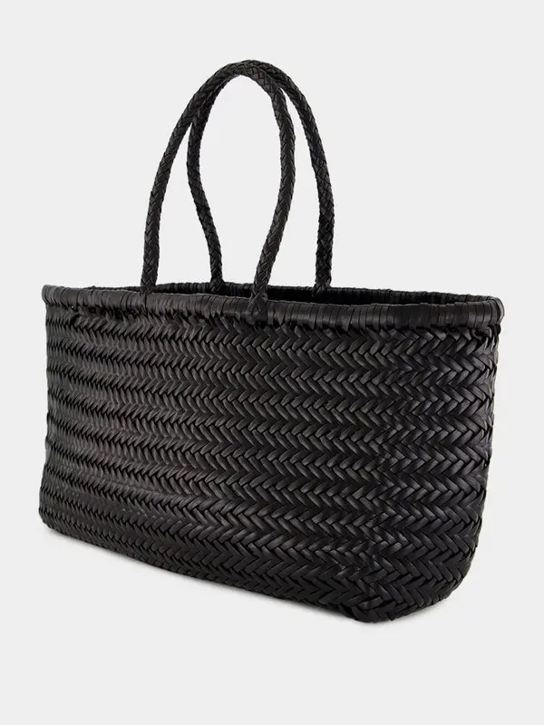 Dragon Diffusion Triple Jump Big Woven Leather Tote - Black