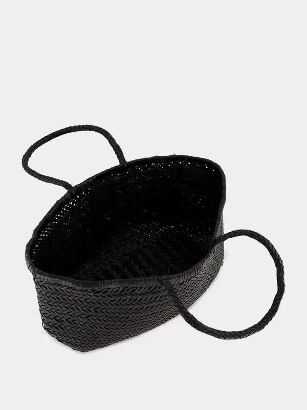 Dragon Diffusion Triple Jump Big Woven Leather Tote - Black