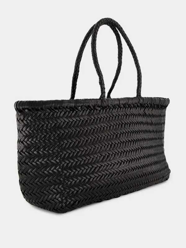 Dragon Diffusion Triple Jump Big Woven Leather Tote - Black