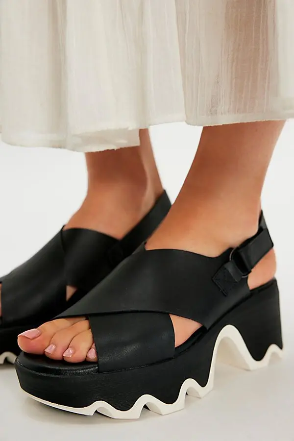 Sorel Kinetic Aura Slingback Sandals - Black/sea Salt