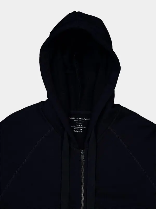 Majestic Filatures Marine Organic Cotton Zipped Hooded Sweatshirt