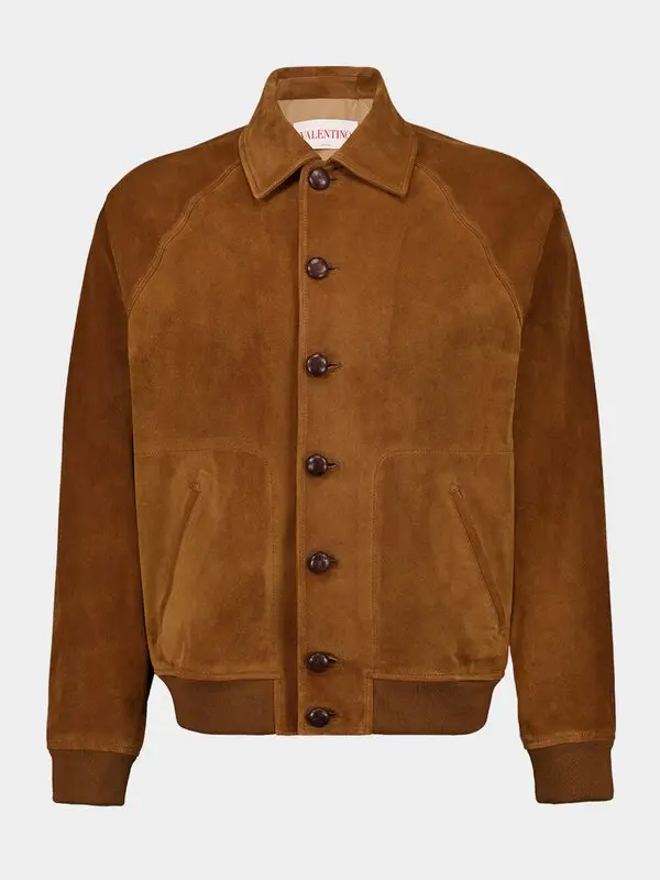 Valentino Garavani Suede Button-up Jacket - Brown