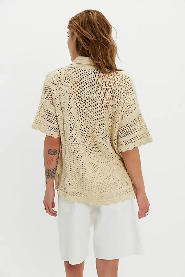 Free People We The Free Dahlia Crochet Polo