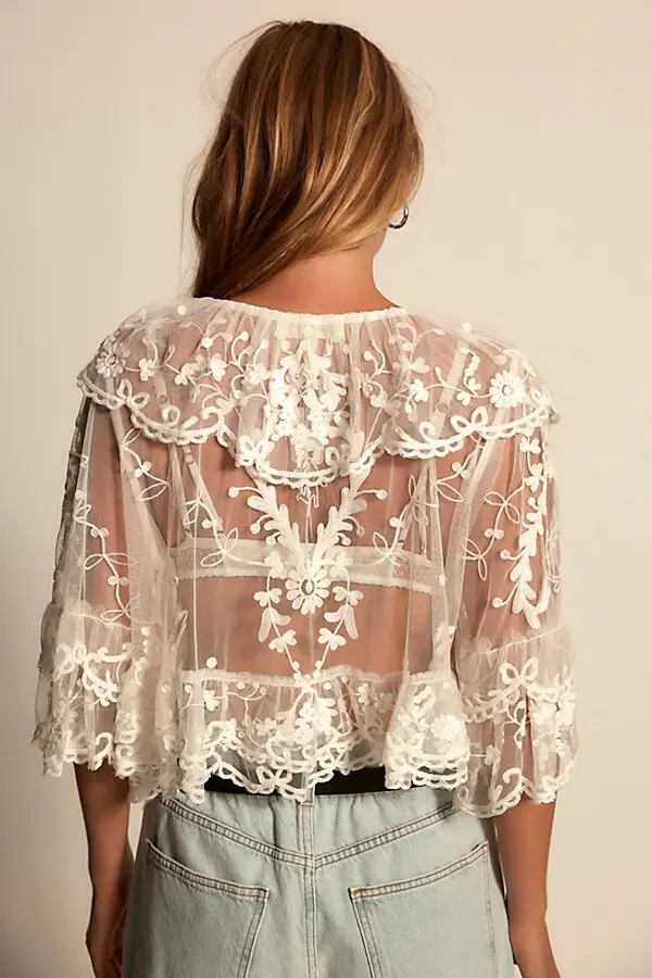 LoveShackFancy Vessia Embroidered Top